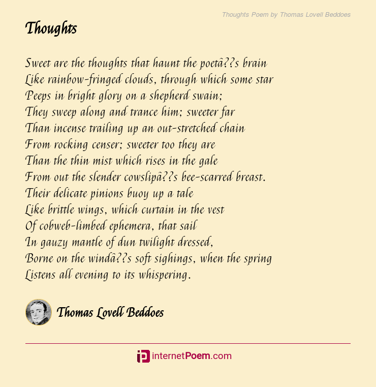 Thoughts Poem by Thomas Lovell Beddoes