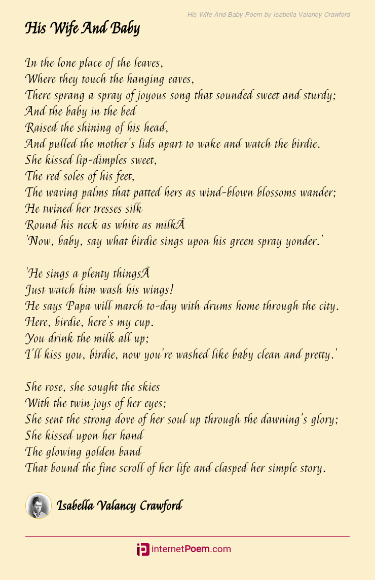 His Wife And Baby Poem by Isabella Valancy Crawford
