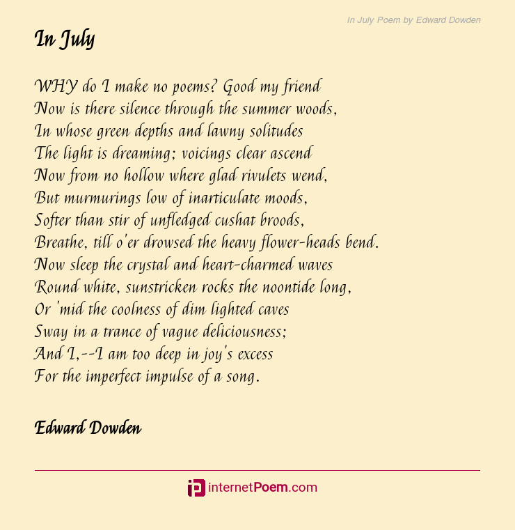 In July Poem by Edward Dowden