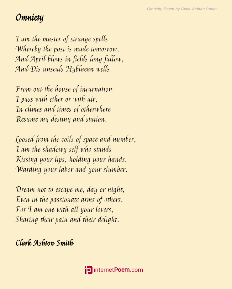 Omniety Poem by Clark Ashton Smith