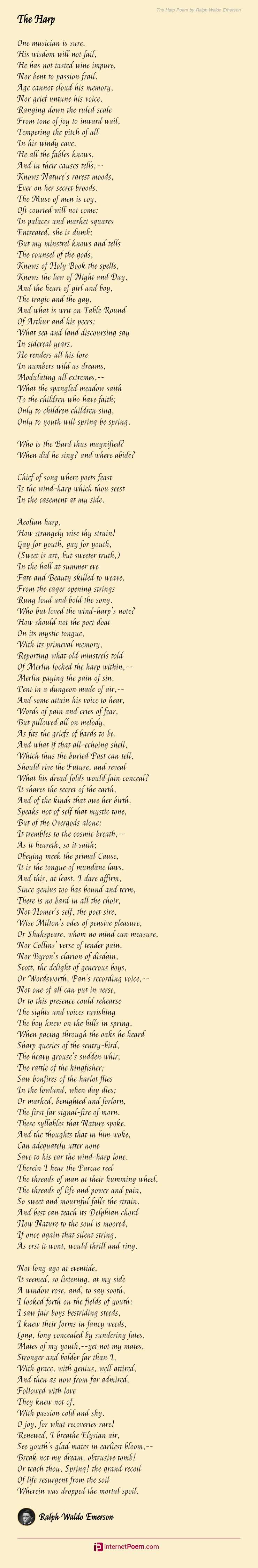 The Harp Poem by Ralph Waldo Emerson