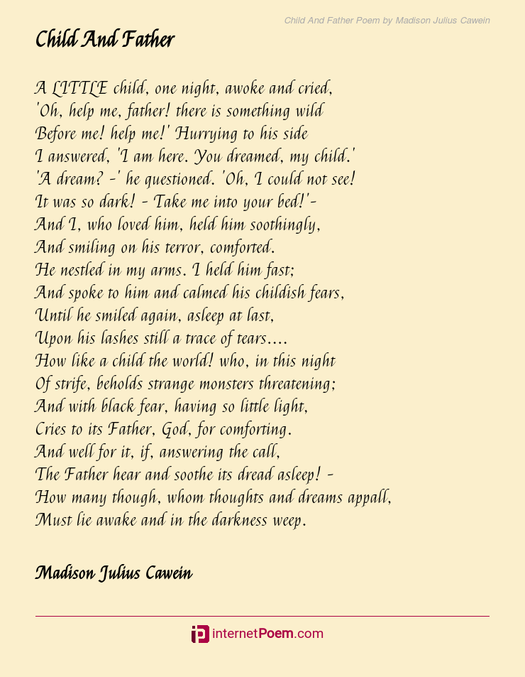 Child And Father Poem by Madison Julius Cawein