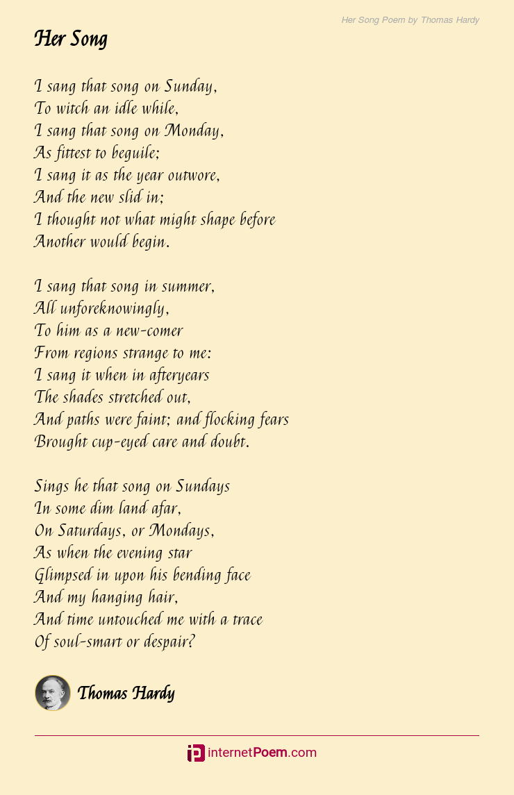 Her Song Poem by Thomas Hardy