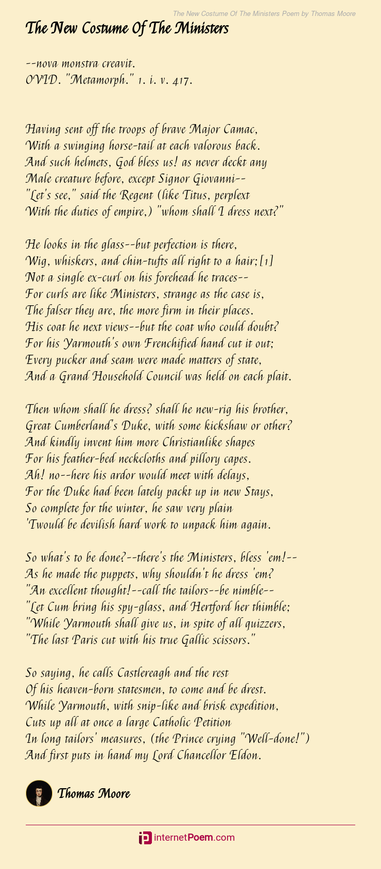 The New Costume Of The Ministers Poem Rhyme Scheme