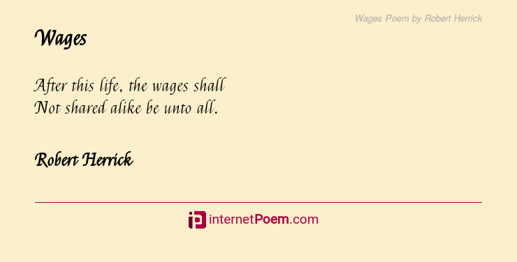 Wages Poem by Robert Herrick