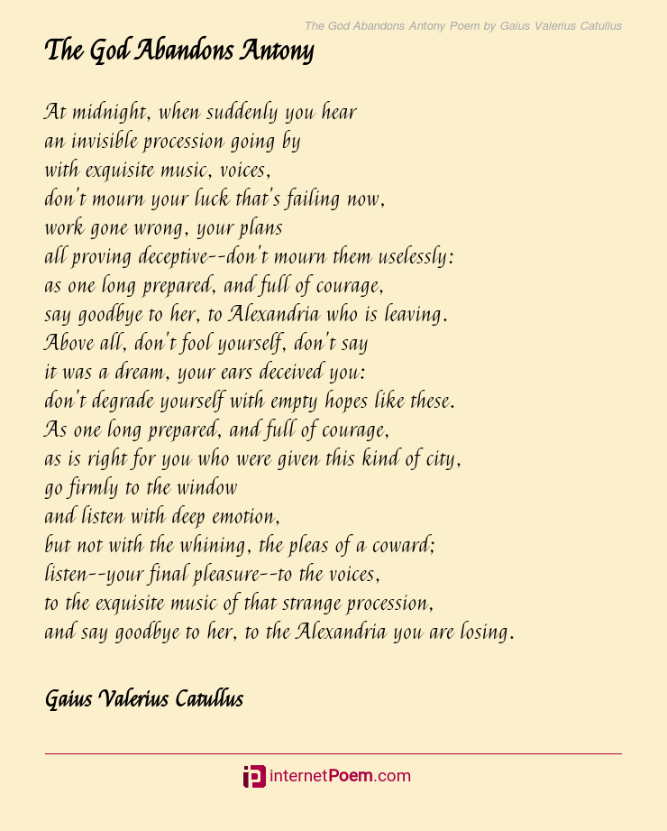 The God Abandons Antony Poem by Gaius Valerius Catullus