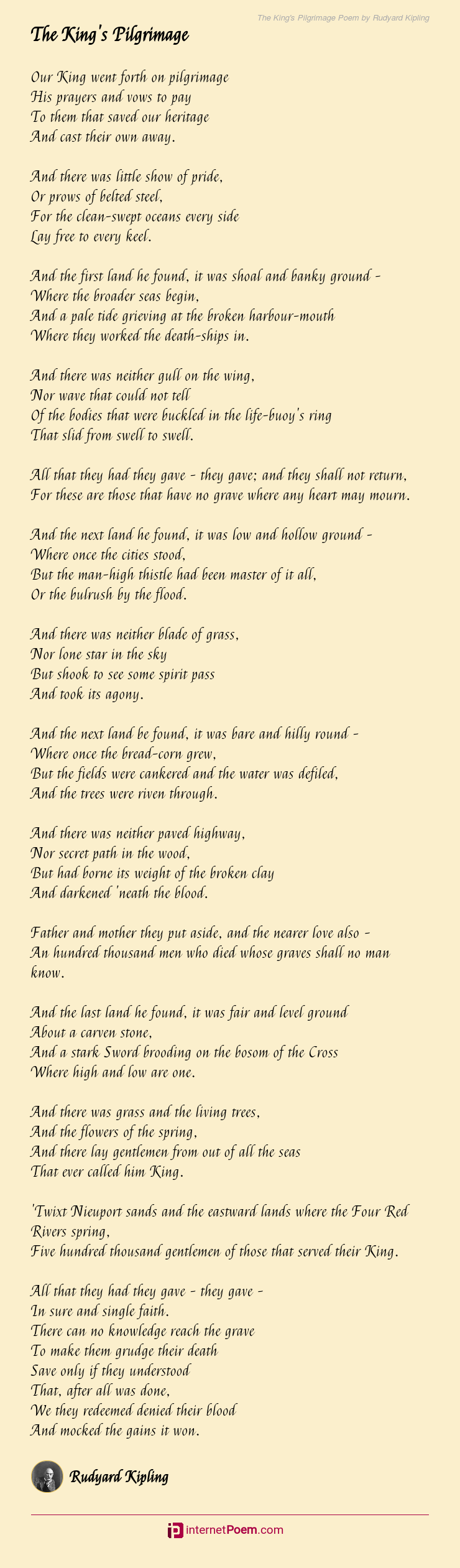 The King's Pilgrimage Poem by Rudyard Kipling