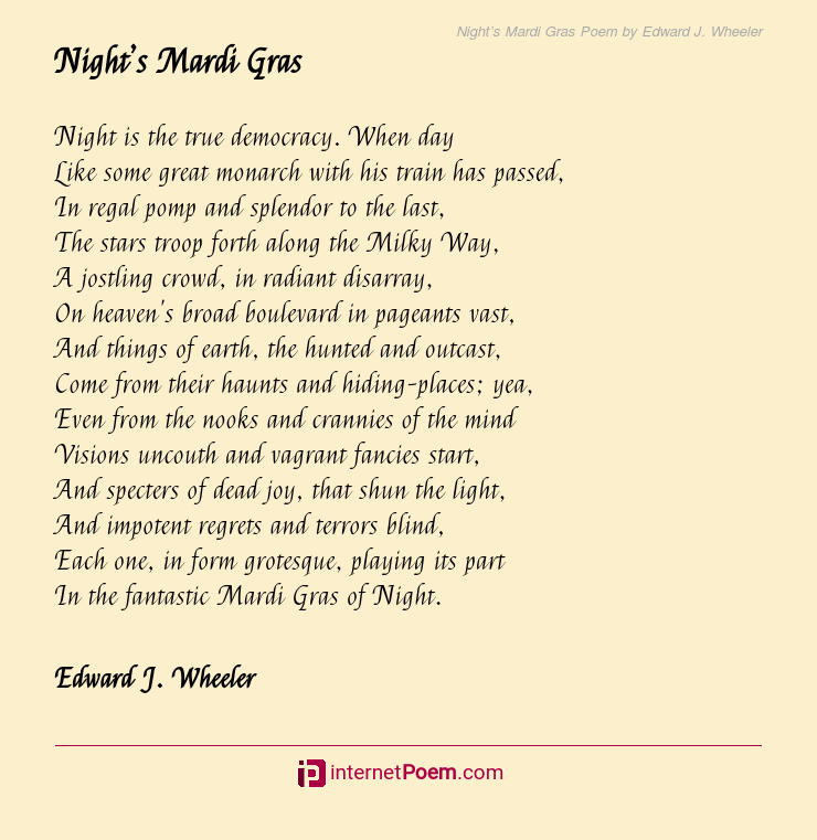 Night's Mardi Gras Poem by Edward J. Wheeler