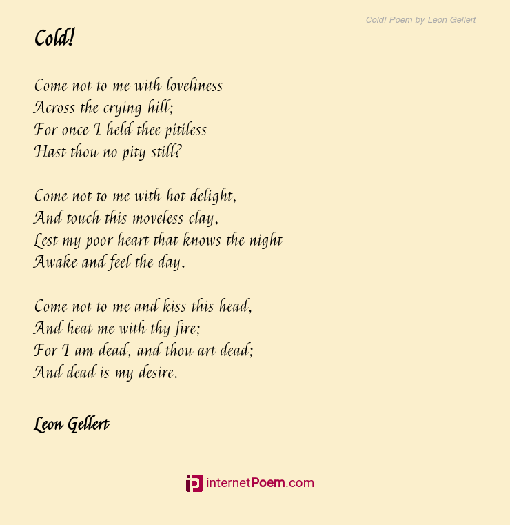 Cold! Poem by Leon Gellert