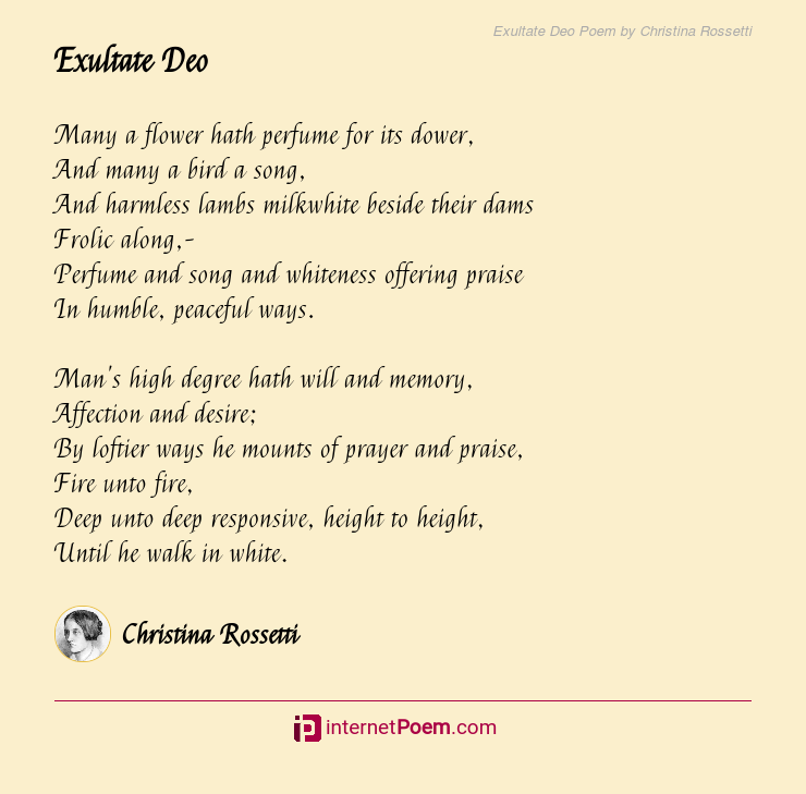 Exultate Deo Poem by Christina Rossetti