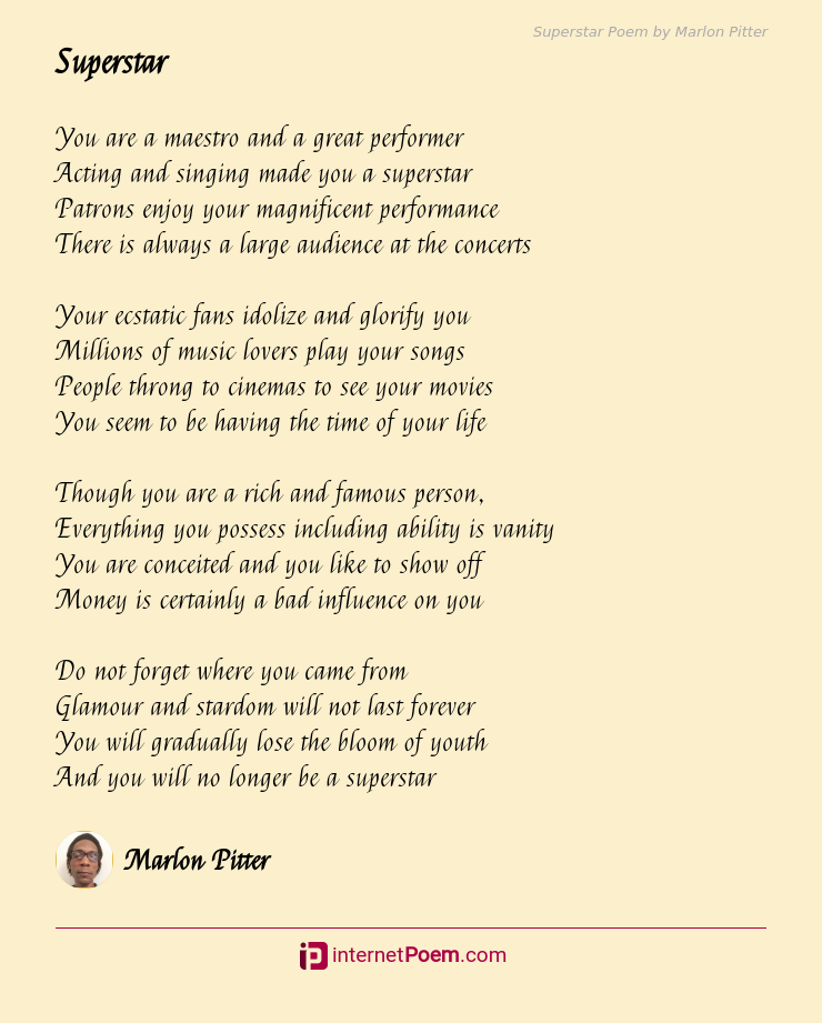 Superstar Poem by Marlon Pitter