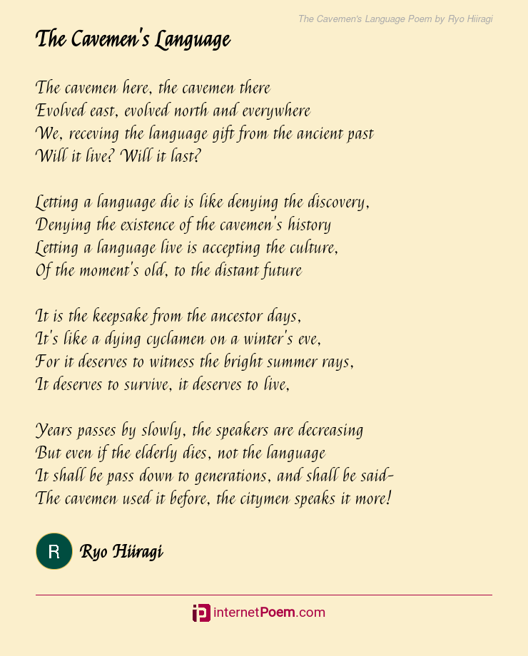 The Cavemen's Language Poem by Ryo Hiiragi