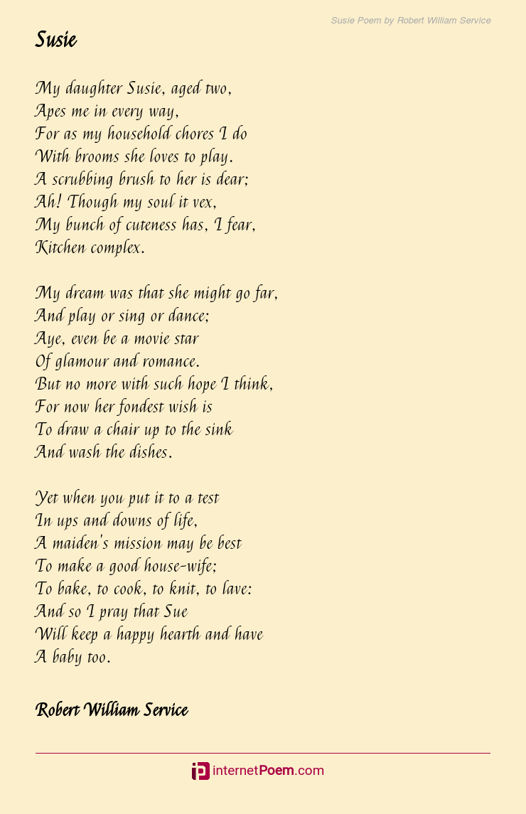 Susie Poem by Robert William Service