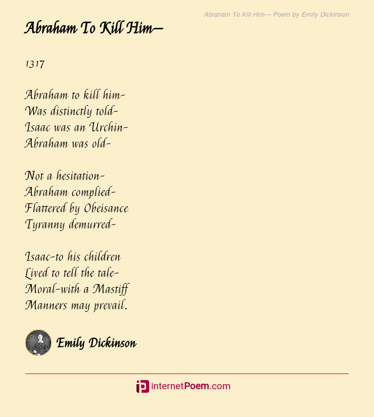 Abraham To Kill Him' Poem by Emily Dickinson