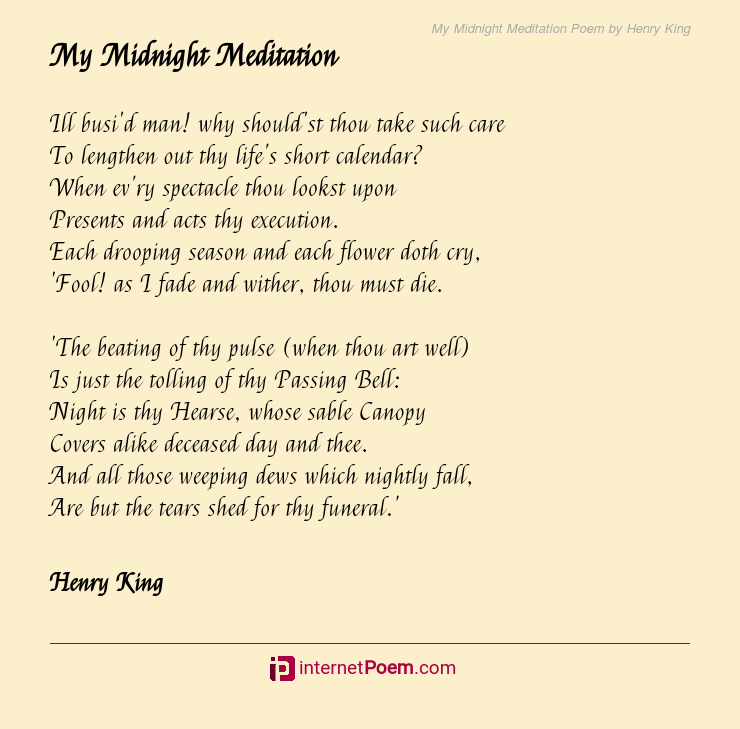 My Midnight Meditation Poem by Henry King