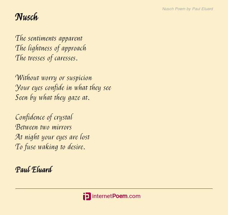 Nusch Poem by Paul Eluard