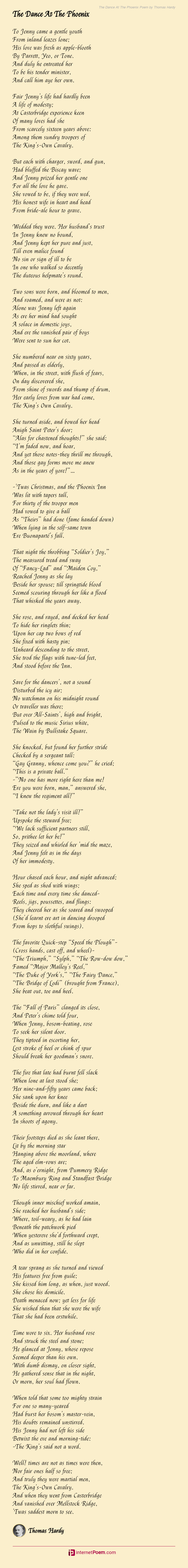 The Dance At The Phoenix Poem by Thomas Hardy