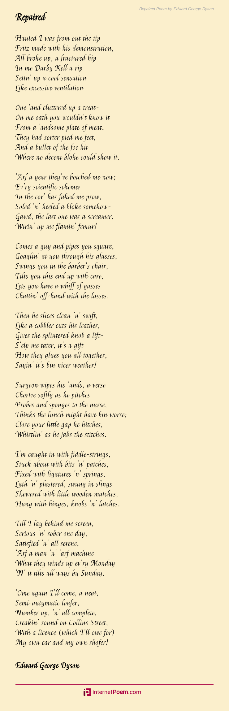 Repaired Poem by Edward George Dyson