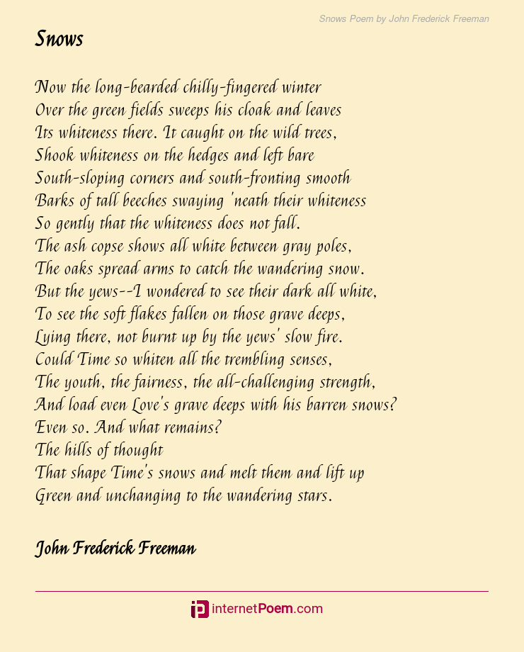 Snows Poem by John Frederick Freeman