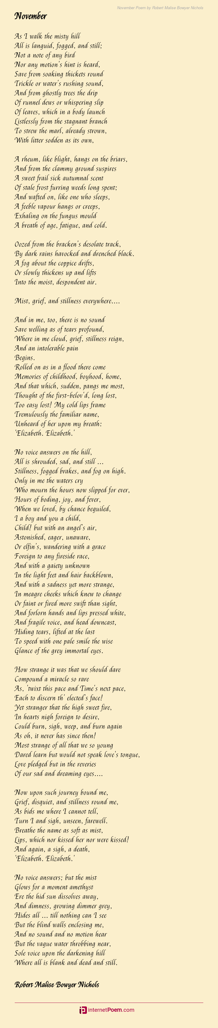November Poem by Robert Malise Bowyer Nichols