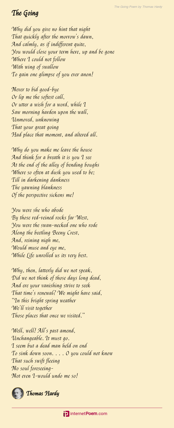The Going Poem by Thomas Hardy