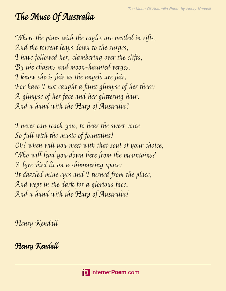 The Muse Of Australia Poem by Henry Kendall