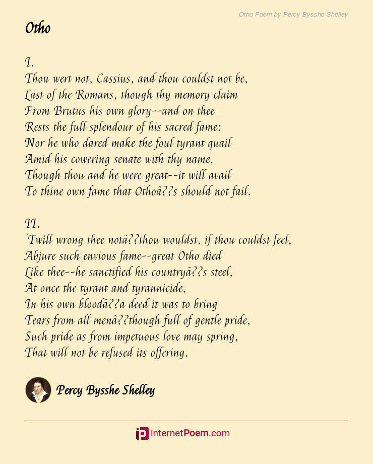 Otho Poem by Percy Bysshe Shelley