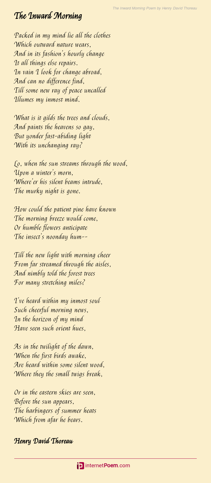 The Inward Morning Poem by Henry David Thoreau