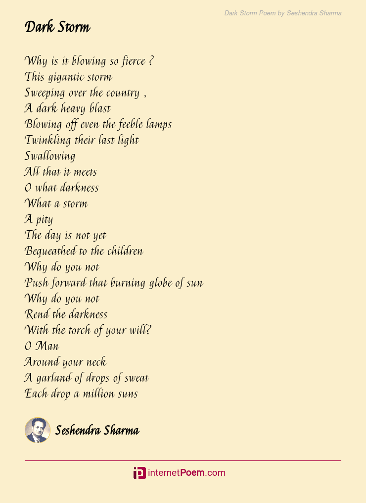 Dark Storm Poem by Seshendra Sharma
