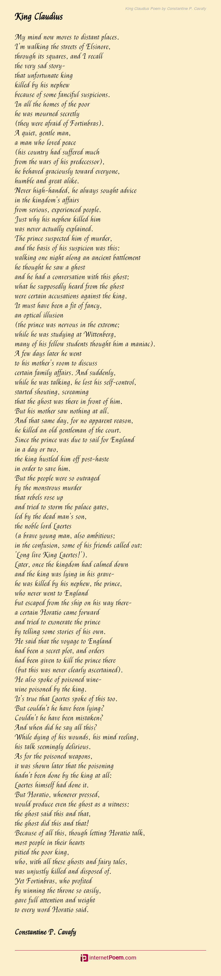 King Claudius Poem Rhyme Scheme