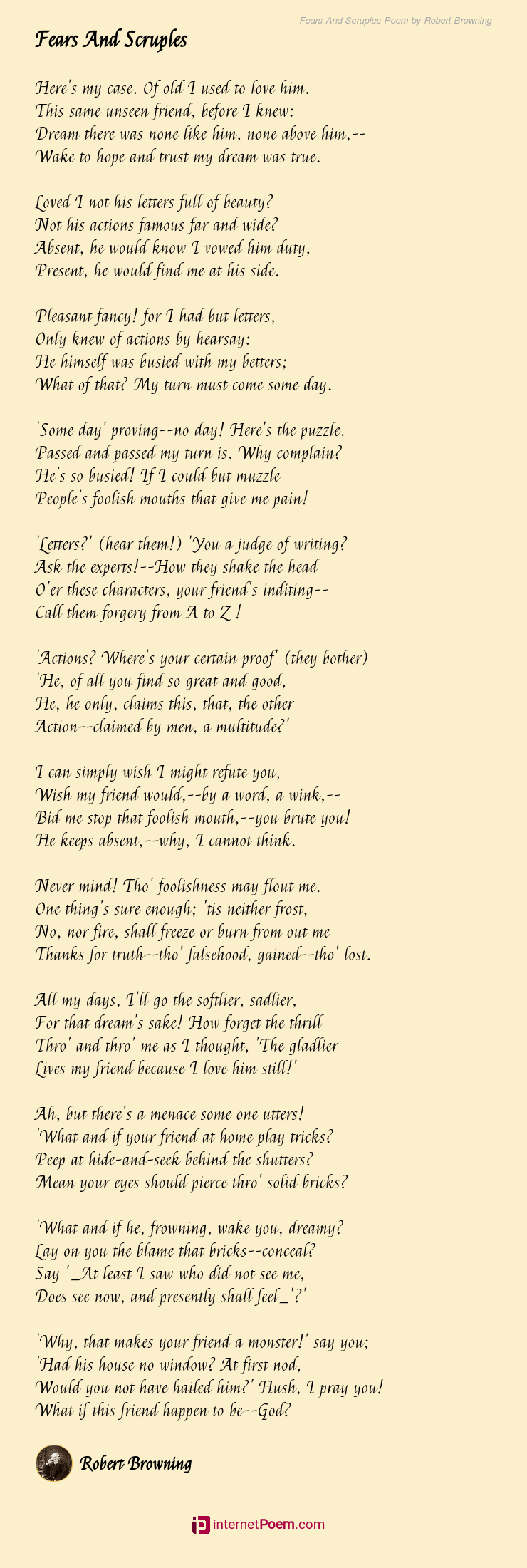Fears And Scruples Poem by Robert Browning