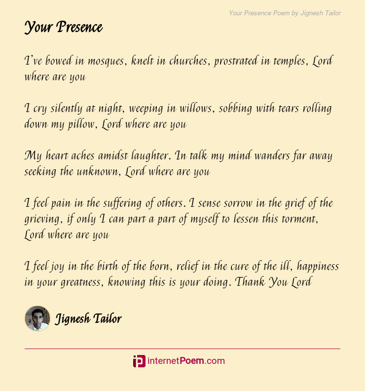 Your Presence Poem by Jignesh Tailor
