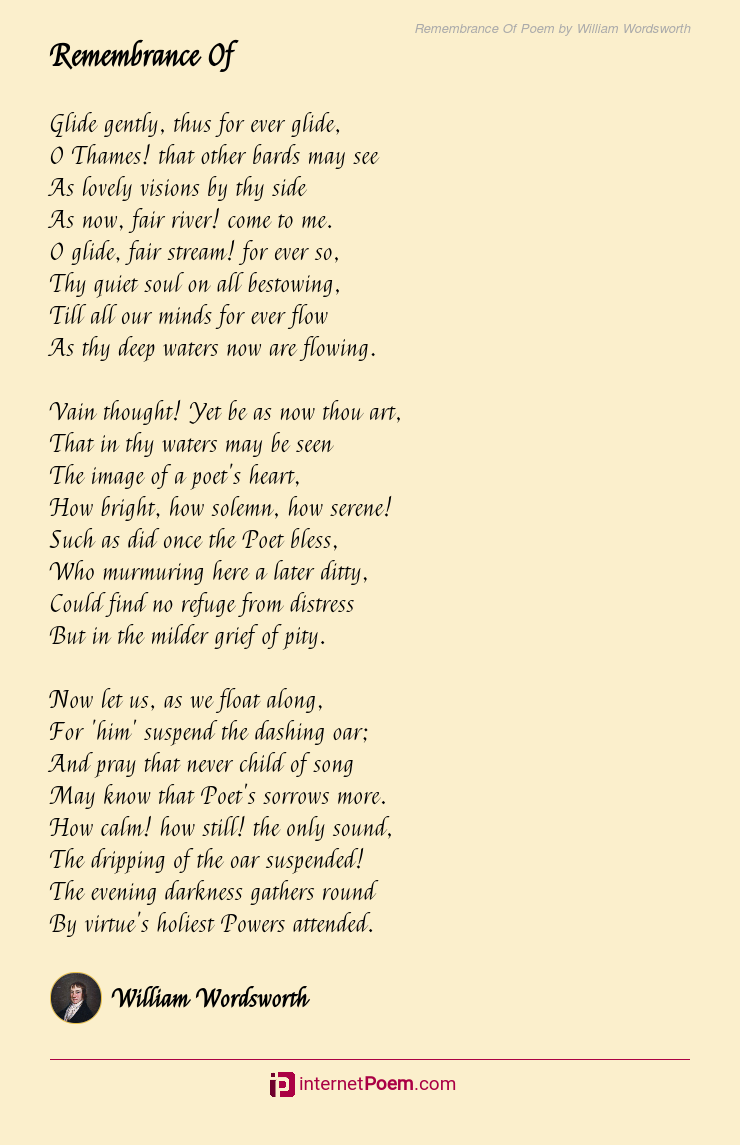 Remembrance Of Poem by William Wordsworth