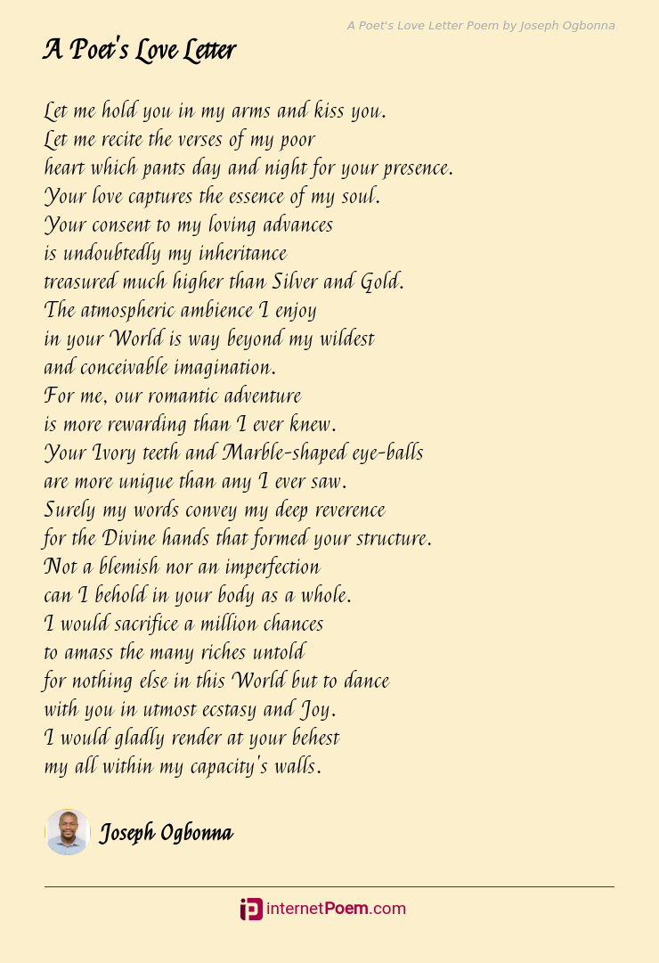 A Poet's Love Letter Poem by Joseph Ogbonna