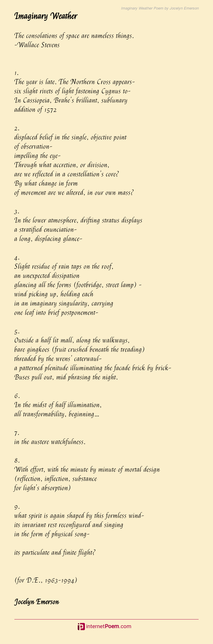 Imaginary Weather Poem by Jocelyn Emerson