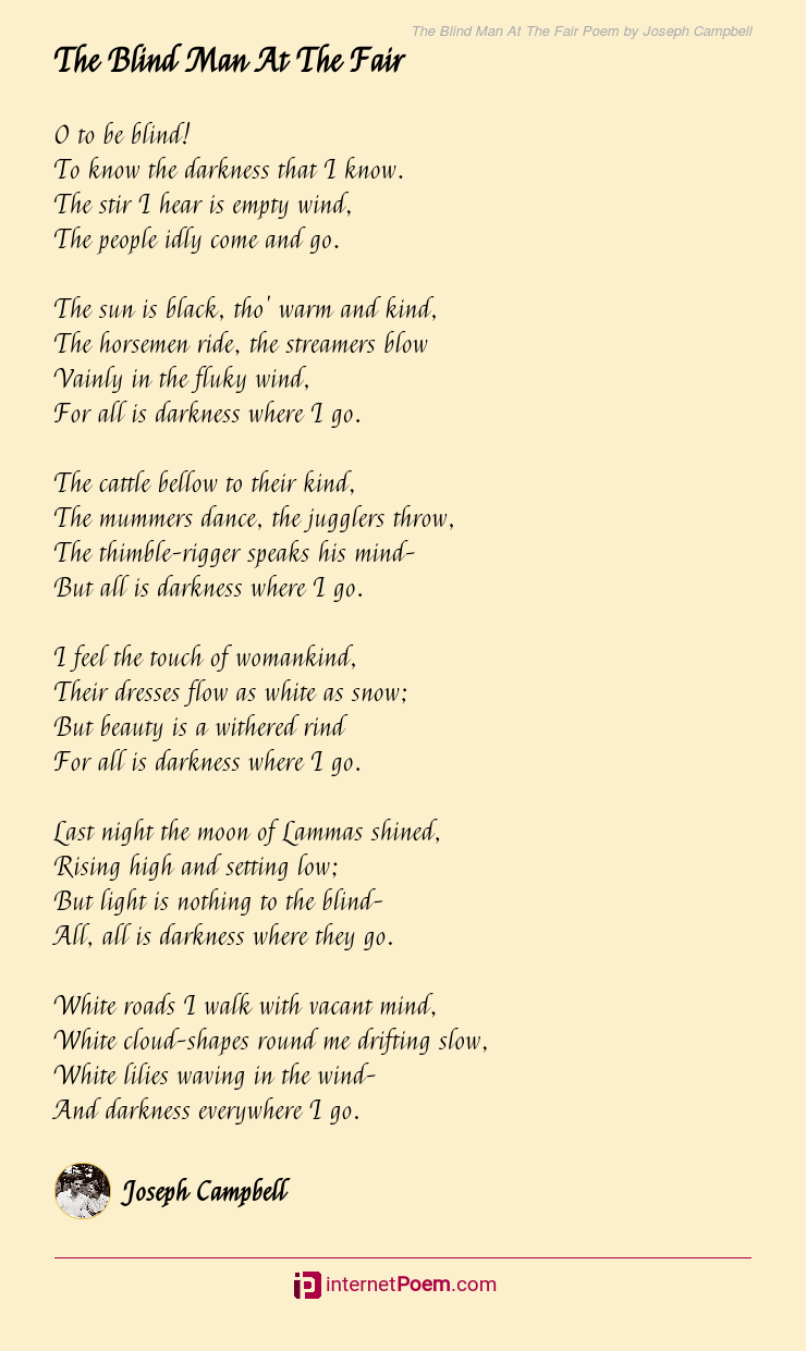 The Blind Man At The Fair Poem by Joseph Campbell