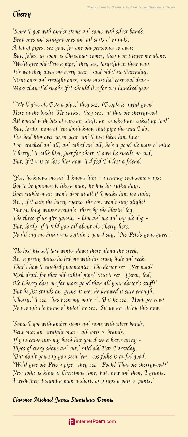 Cherry Poem by Clarence Michael James Stanislaus Dennis