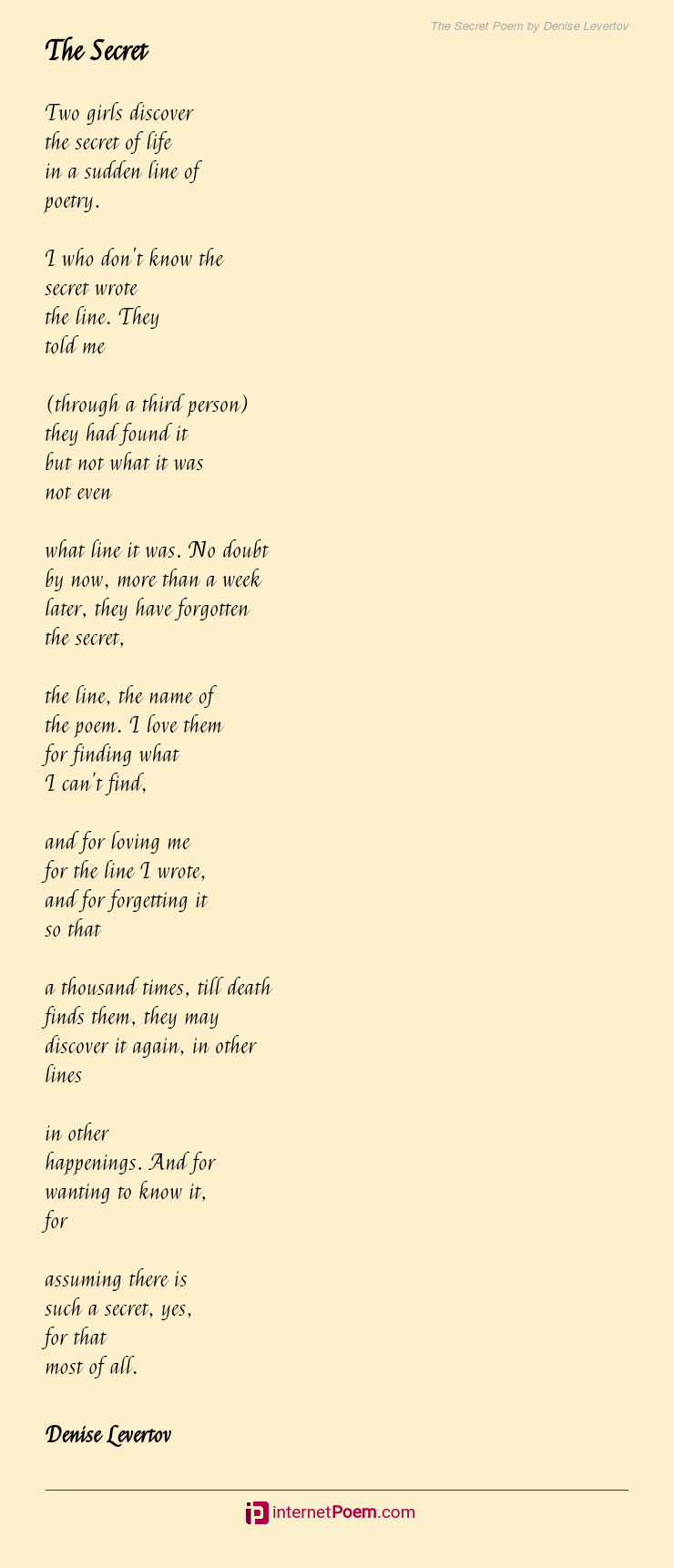 The Secret Poem by Denise Levertov