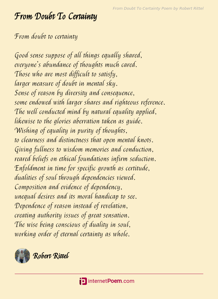 From Doubt To Certainty Poem by Robert Rittel