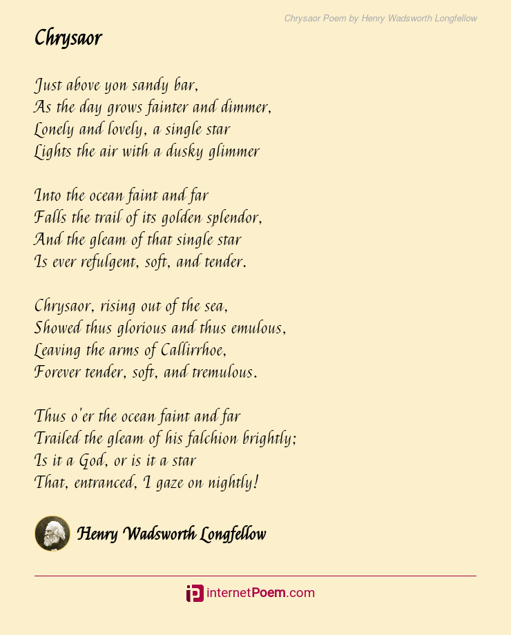Chrysaor Poem by Henry Wadsworth Longfellow