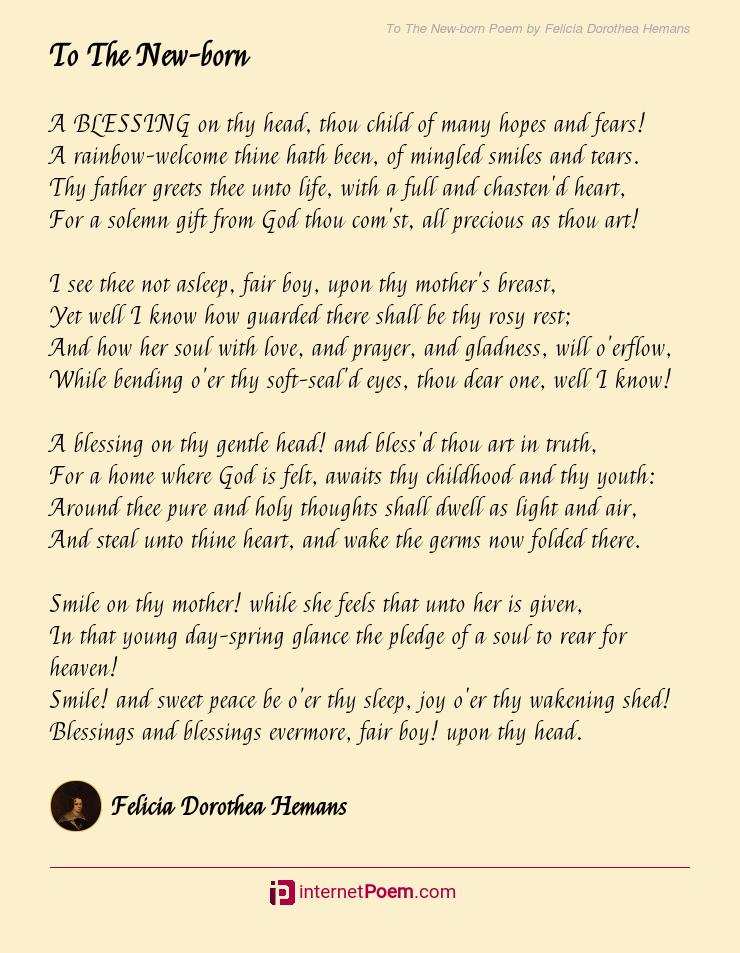 To The New-born Poem by Felicia Dorothea Hemans