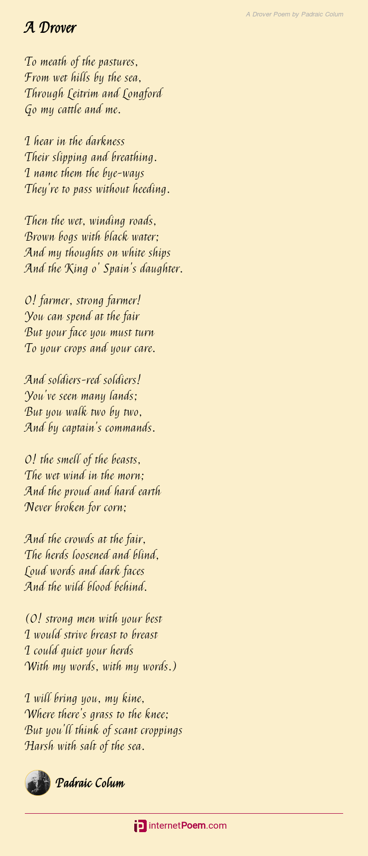 A Drover Poem by Padraic Colum