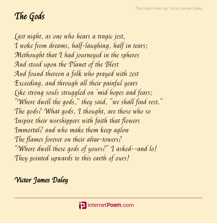 The Gods Poem by Victor James Daley