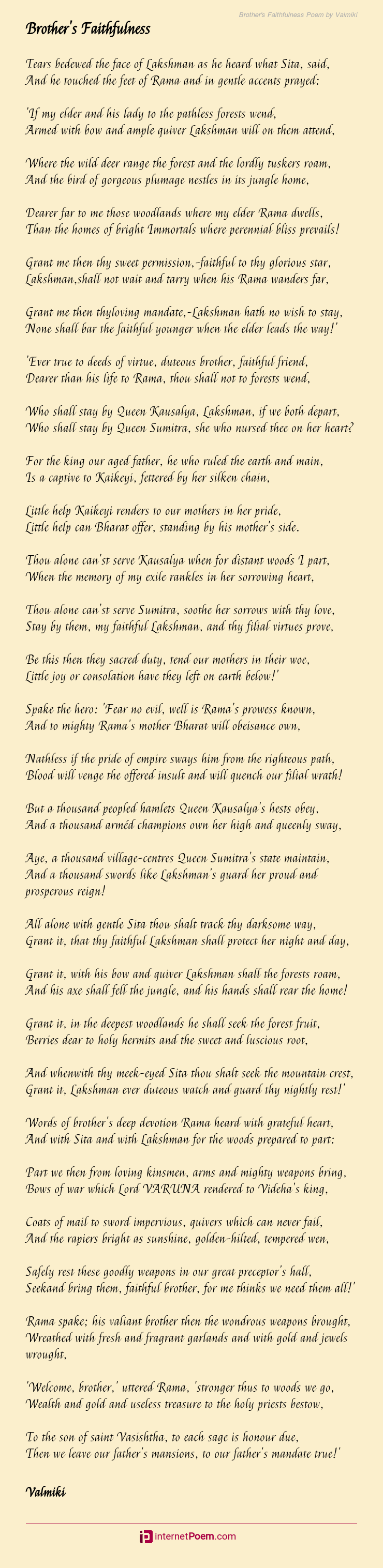 Brother's Faithfulness Poem Rhyme Scheme