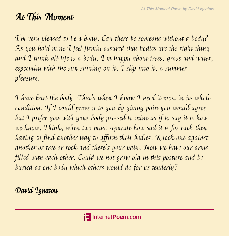 At This Moment Poem by David Ignatow
