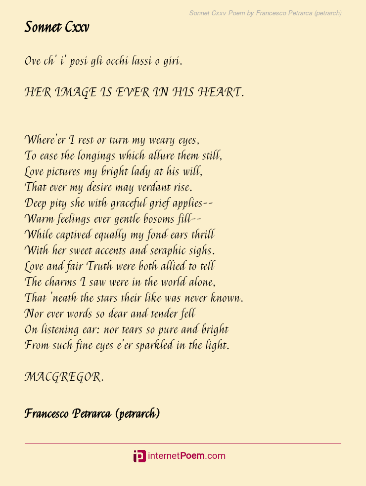 Sonnet Cxxv Poem by Francesco Petrarca (petrarch)
