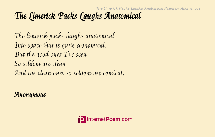 The Limerick Packs Laughs Anatomical Poem by Anonymous