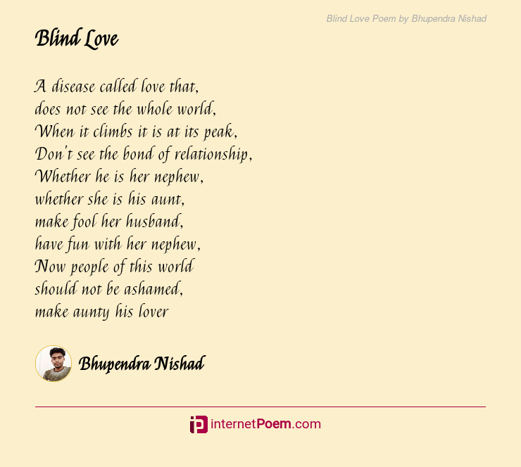 Blind Love Poem by Bhupendra Nishad