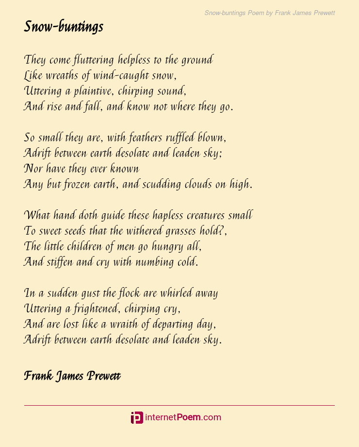 Snow-buntings Poem by Frank James Prewett