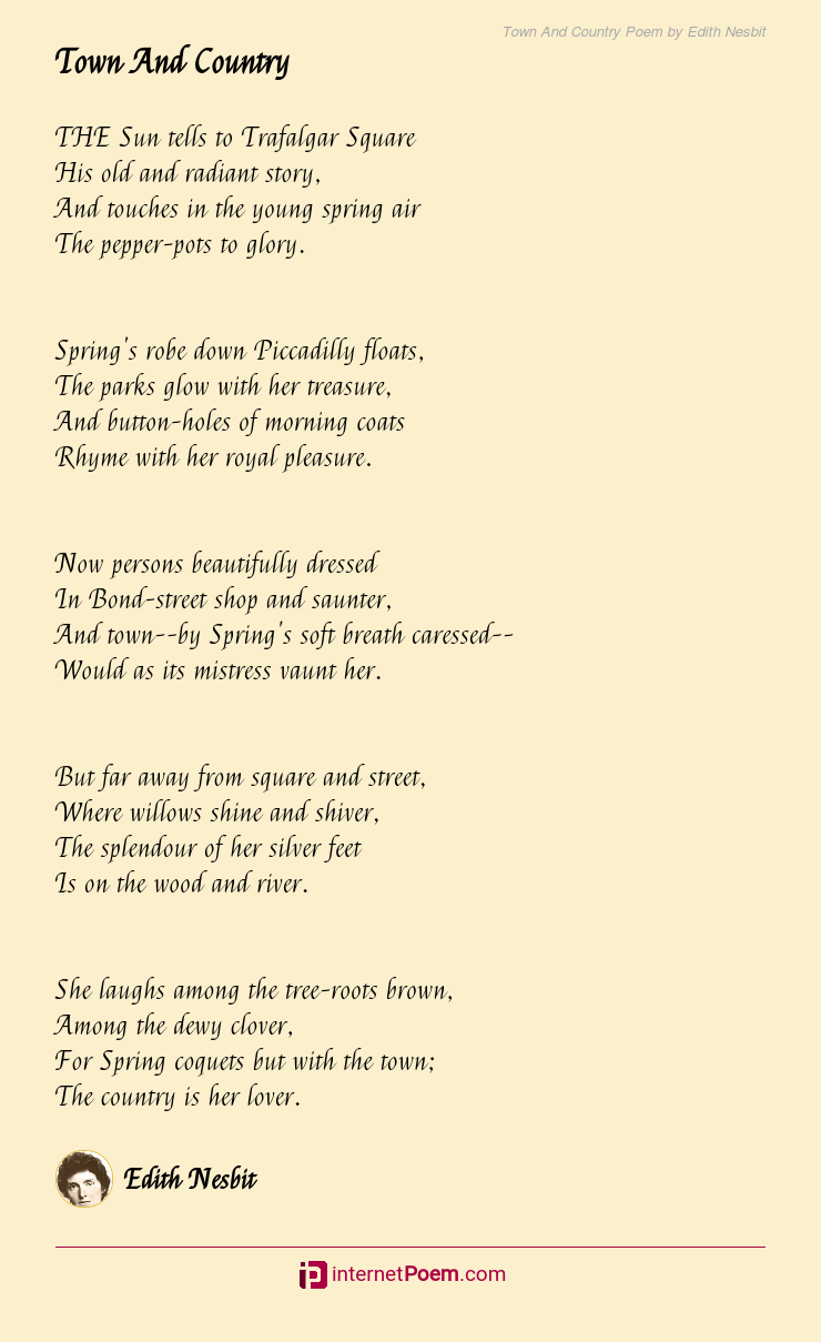 Town And Country Poem by Edith Nesbit